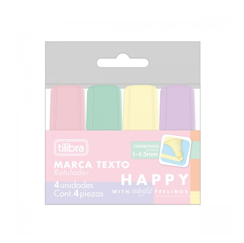 Kit Mini Marca Texto Happy 4 Cores Tilibra