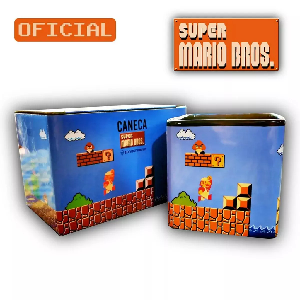 Caneca Cubo Super Mario Bros Quadrada 300ML Licenciada