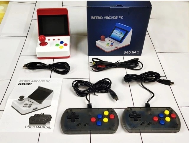 Mini Vídeo Game Retro 360 Jogos Clássicos 8 Bits Portátil + 2 Contr