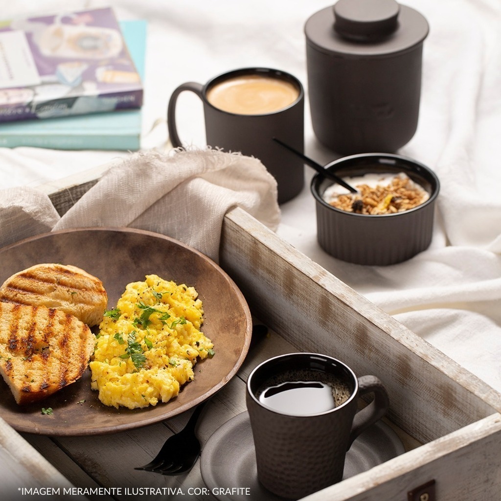 Caneca De Cerâmica Cilindrica 300ml Ceraflame Gourmet Grafite