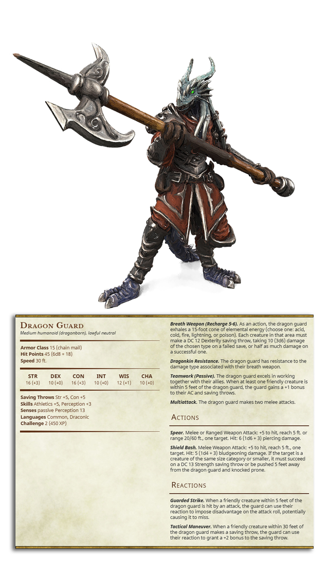 Guardas Lanceiros Draconatos Pack c/3 Miniatura RPG