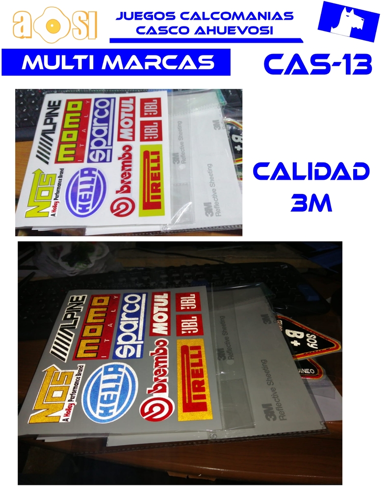 CALCOMANIAS REFLECTIVAS MULTIMARCAS DEPORTIVAS
