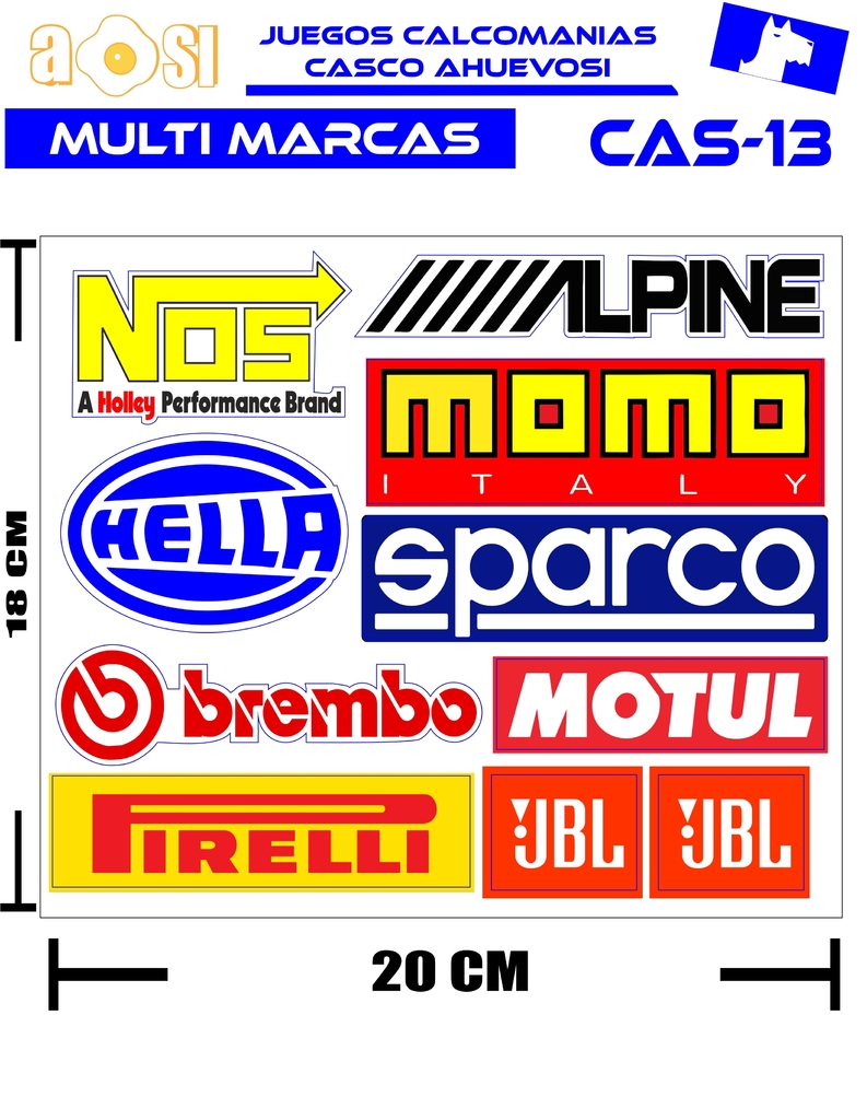 CALCOMANIAS REFLECTIVAS MULTIMARCAS DEPORTIVAS