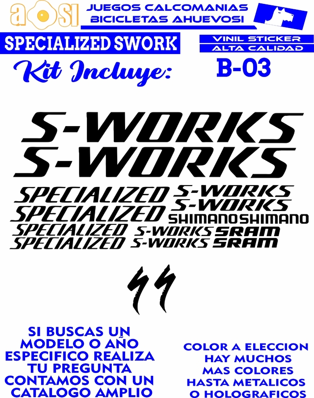 Specialized Swork Calcomanias para bici Specialized S-works