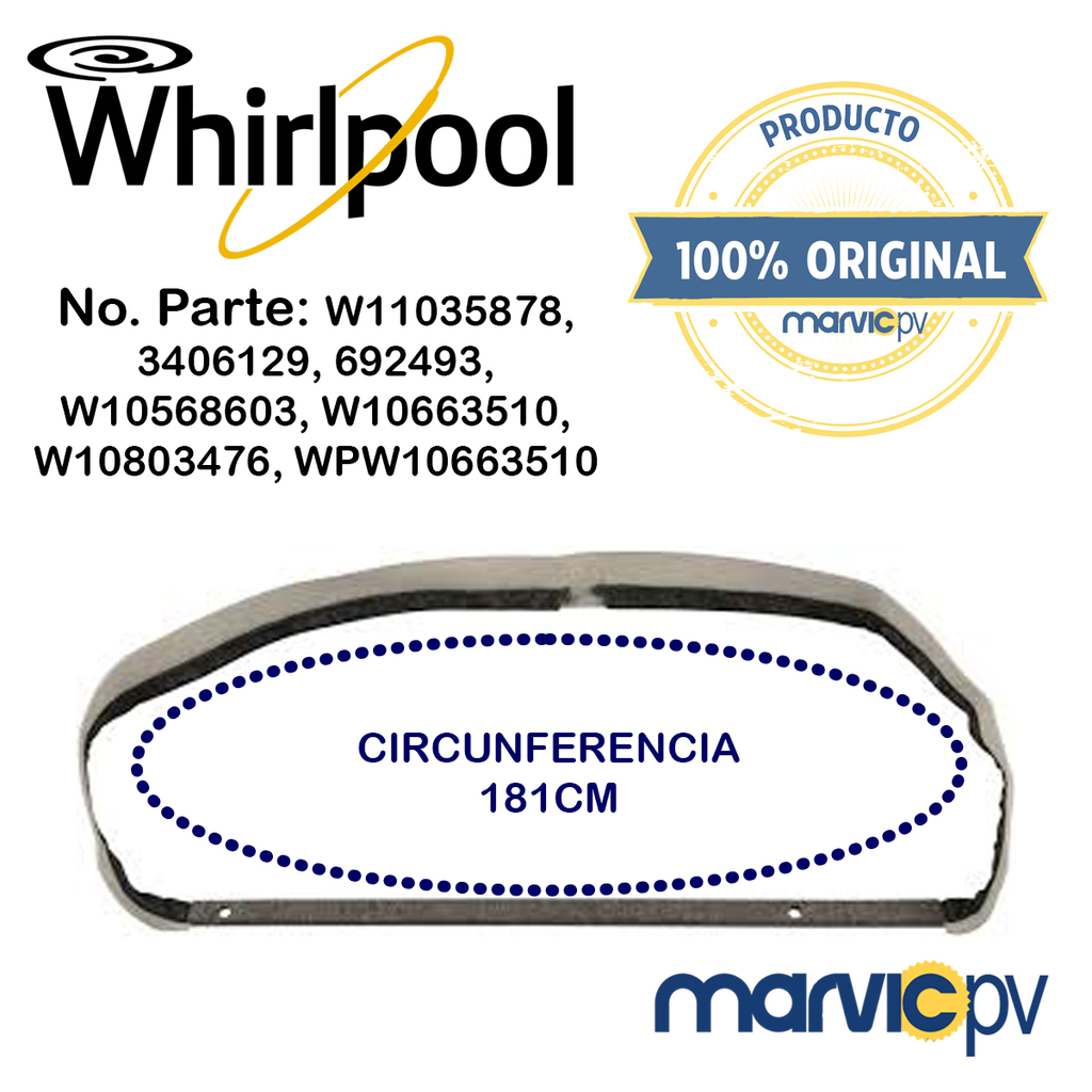 Sello Felpa Frontal Para Secadora Whirlpool W11035878