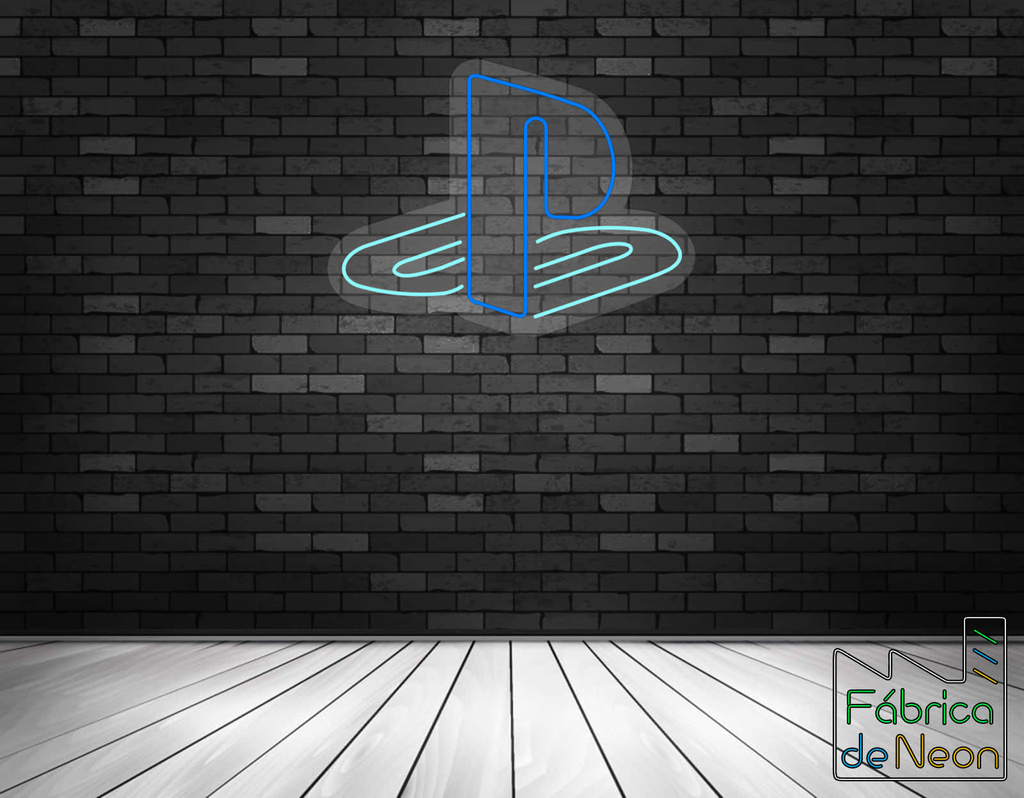 Luminoso Logo Playstation em Neon para decoração gamer