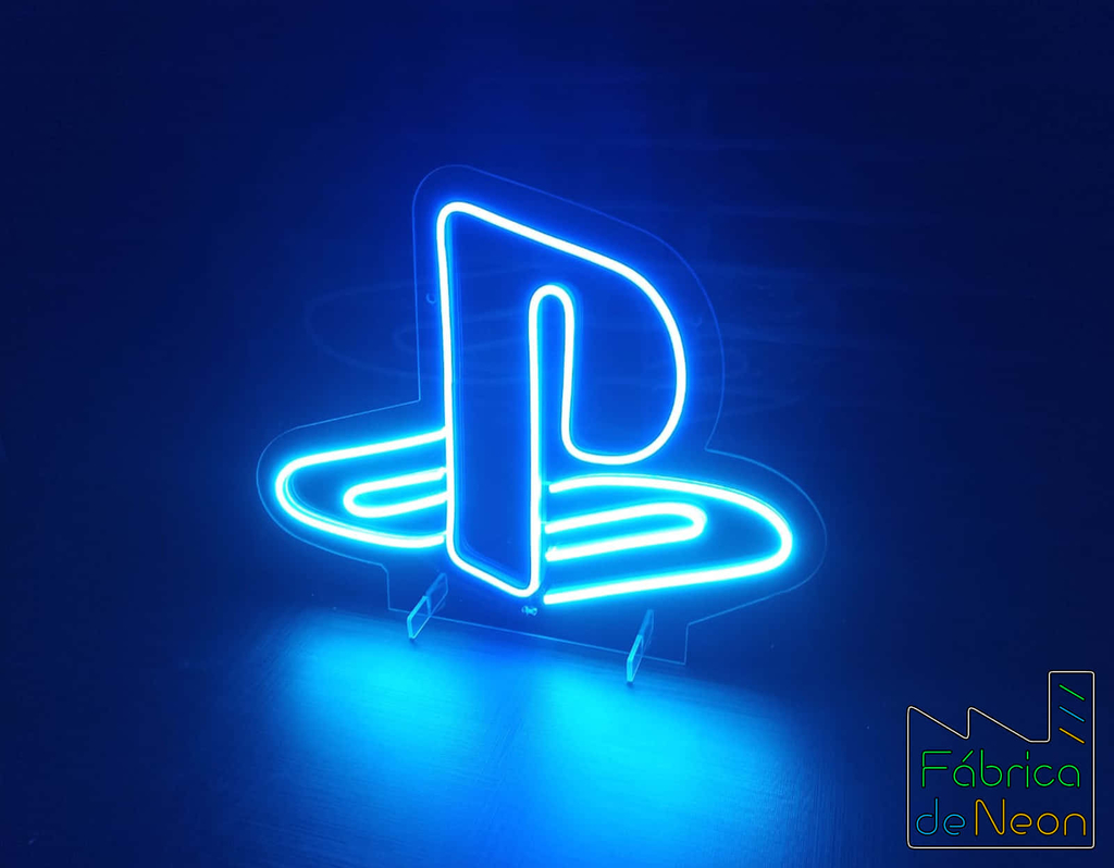 Luminoso Logo Playstation em Neon para decoração gamer