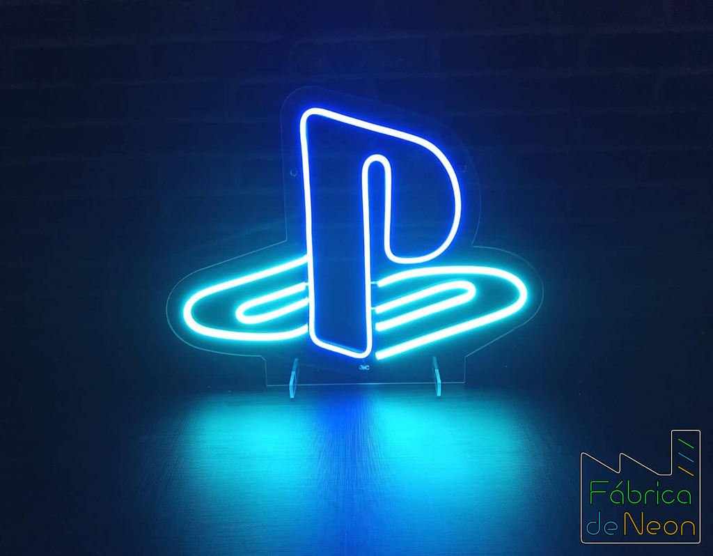 Luminoso Logo Playstation em Neon para decoração gamer