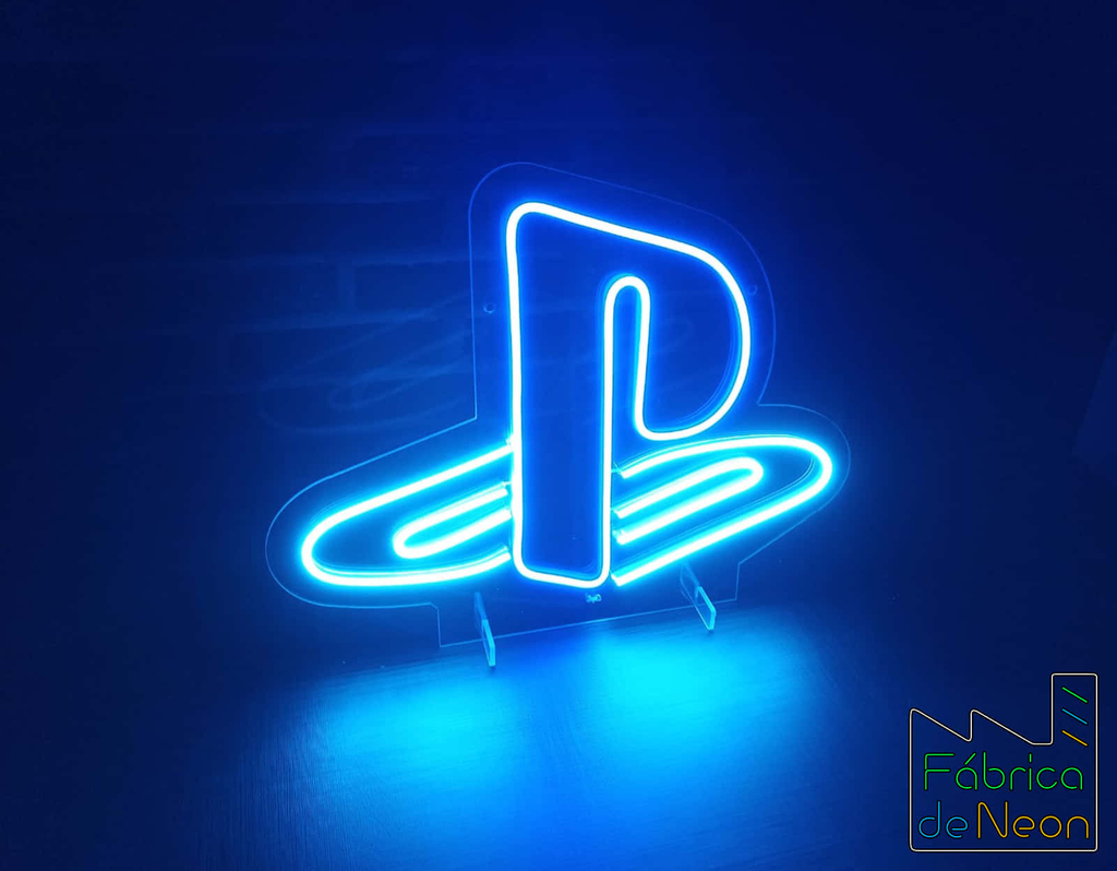 Luminoso Logo Playstation em Neon para decoração gamer