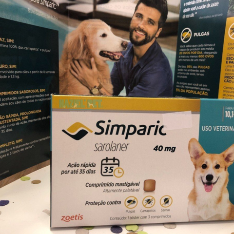 Antipulgas Simparic 10 a 20kg Cães 40mg 1 comprimido