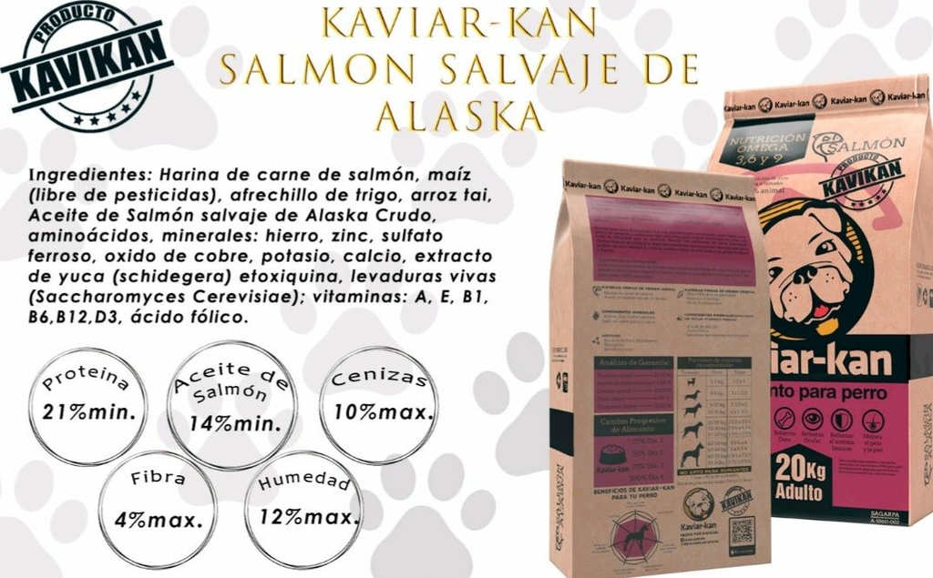 kaviar kan salmón (adulto) 20 kg - Dog supplements