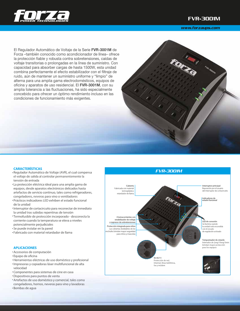 Regulador Forza FVR-3001M 3000VA - Protección Electrónica