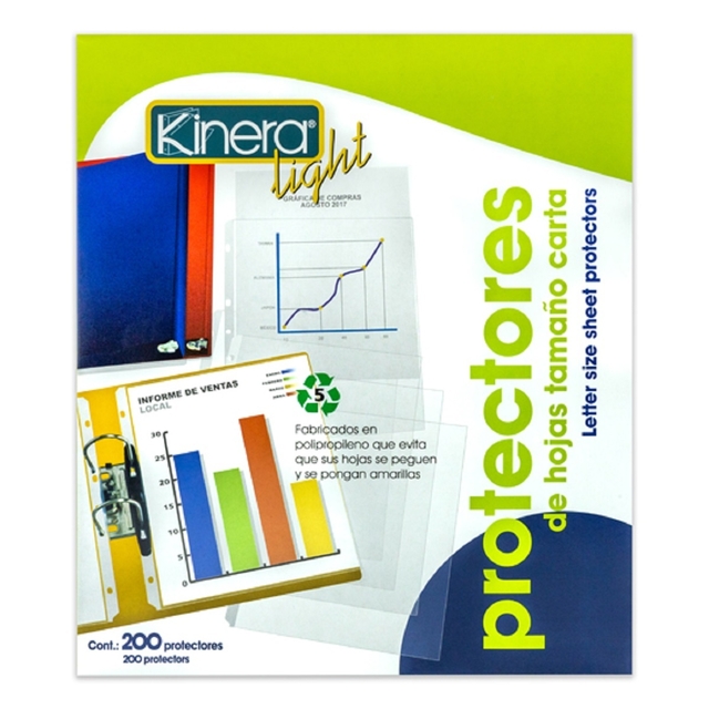 Protector de hojas traslucidos Kinera Light 370 tamaño carta caja con ...