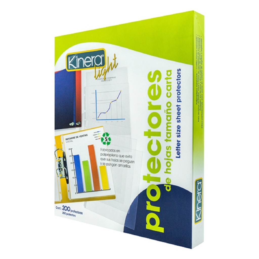 Protector de hojas traslucidos Kinera Light 370 tamaño carta caja con ...