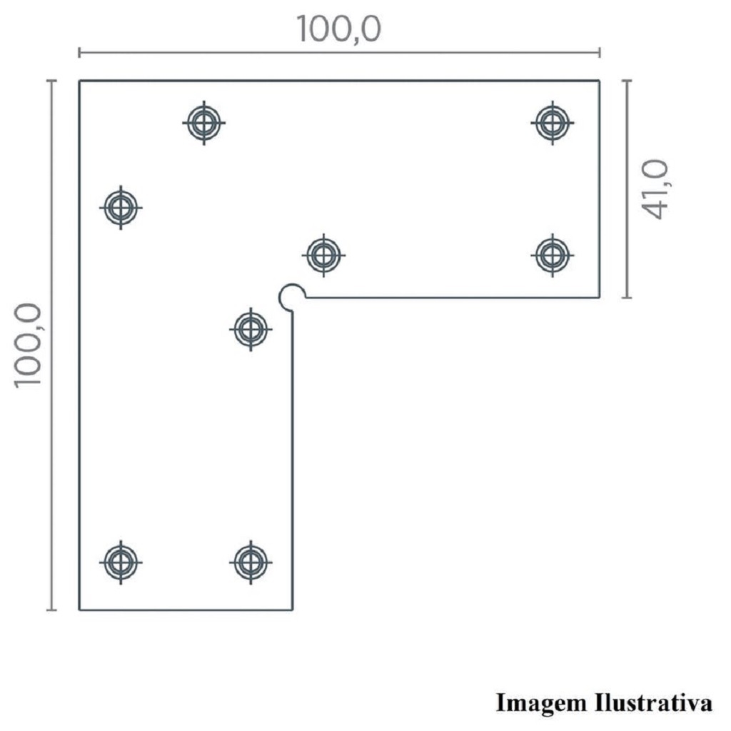 ESQUADRETA GRANDE PARA PERFIL 41X100MM ZB 818 CJ 4 PÇ - ROMETAL