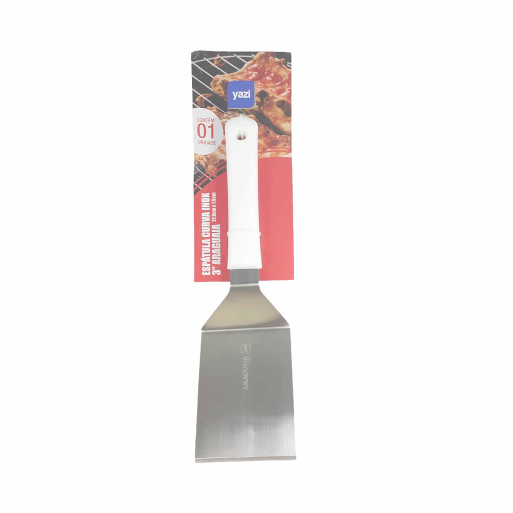 Espátula Curva em aço inox chapa p/ cozinha hambúrguer pizza