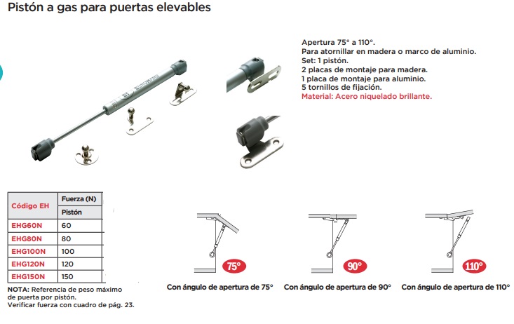 Piston A Gas Elevable Eurohard