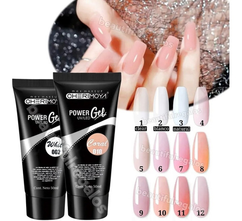 Polygel Powder Gel Cherimoya X50ml Uñas Esculpidas