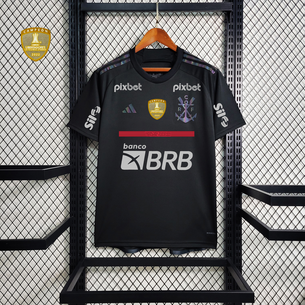 Camisa Flamengo III Patrocínios 23/24 Torcedor Adidas Masculina - Preta
