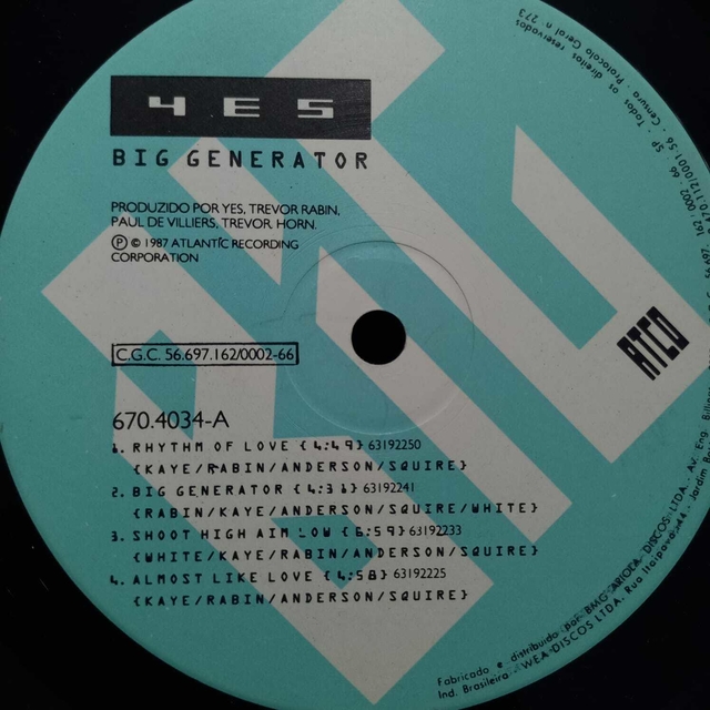 Disco de Vinil LP Yes Big Generator - Uriel Shop