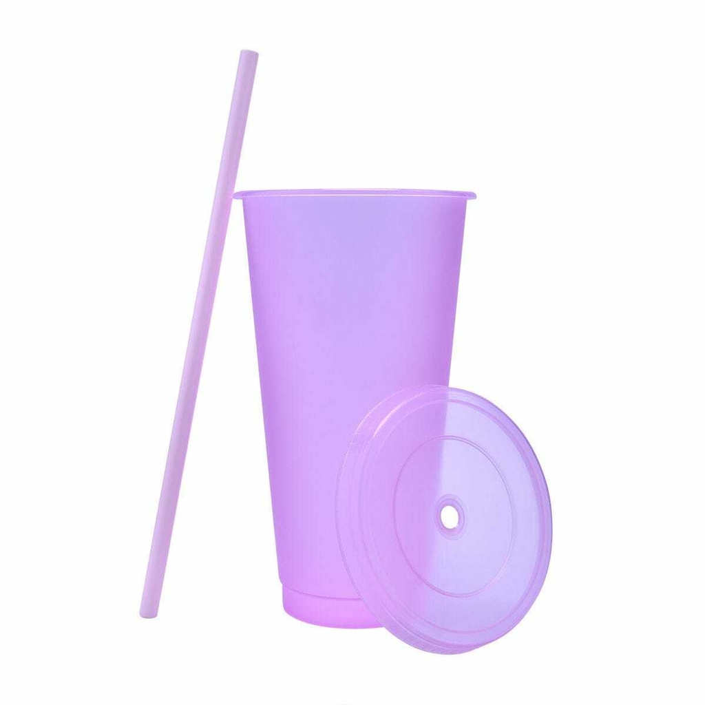 Vaso con tapa y popote Colors - Comprar en Vasos Pop