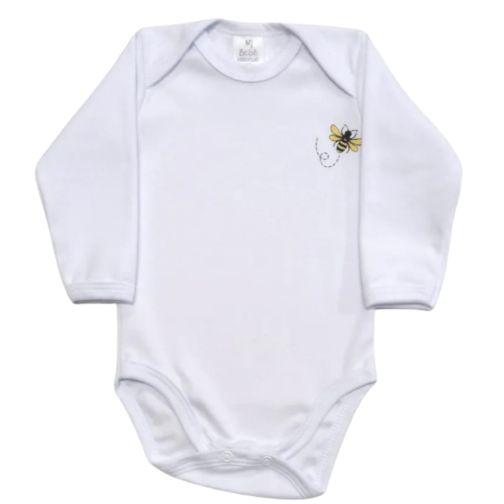 CJ Body manga longa + Mijão branco Abelha - Vira pé