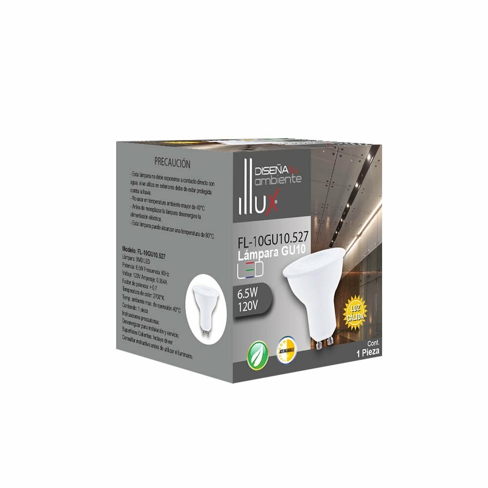 FOCO LED GU10 LUZ CALIDA 6.5W ATENUABLE FL-10GU10.527