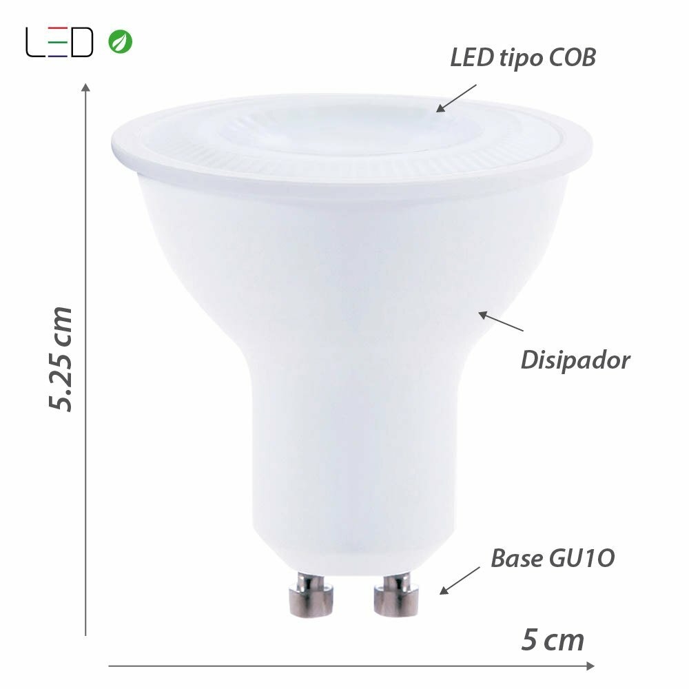 FOCO LED GU10 LUZ CALIDA 6.5W ATENUABLE FL-10GU10.527