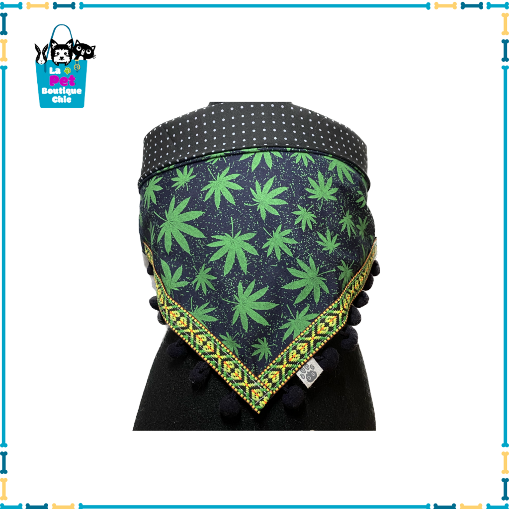 Bandana Cannabis Verde con Negro - La Pet Boutique Chic