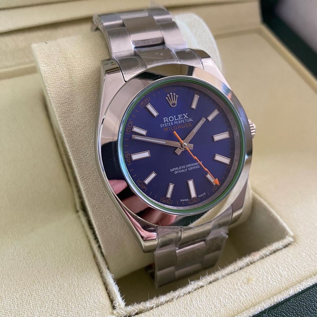 Relógio Rolex Milgauss Azul Com Caixa e Manual