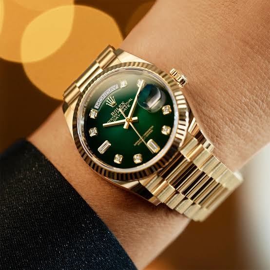 Relógio Rolex DayDate verde degrade com Caixa e Manual