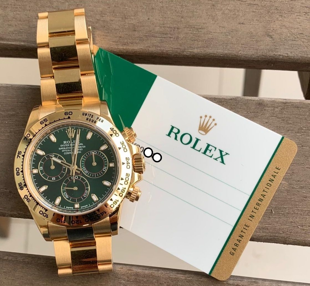 relogio rolex daytona verde dourado