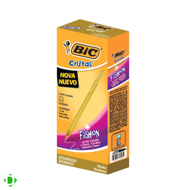 CANETA BIC FASHION DOURADA C/12