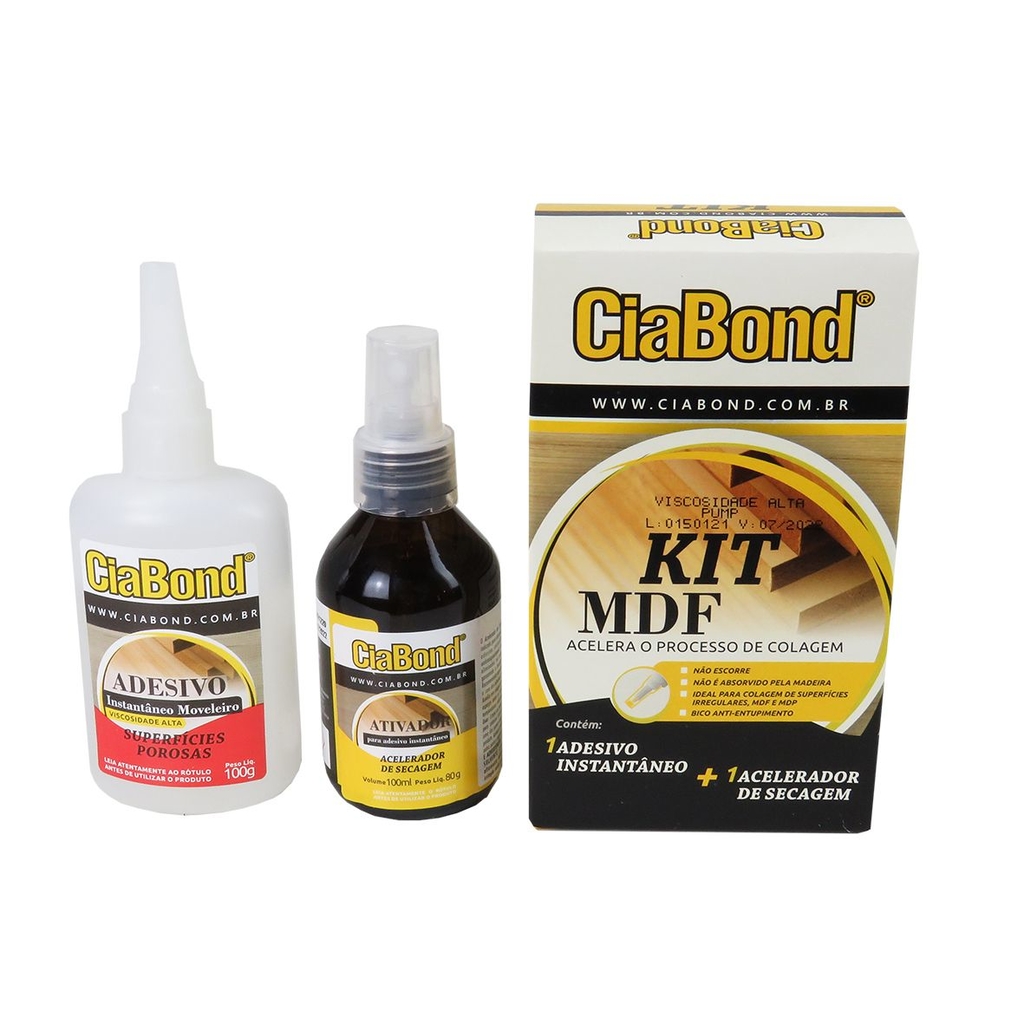 Kit MDF Alta Viscosidade 100g + 100ml (cola+Ativador)