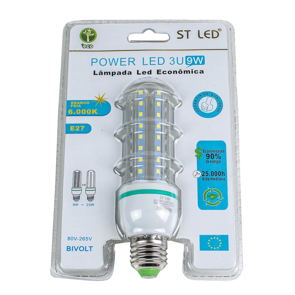 Lâmpada Led Econômica 9W 6000K Branco Frio Bivolt E27