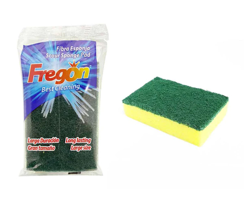 FIBRA CON ESPONJA LIMPIEZA LARGA DURACION FREGON
