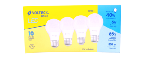 PACK DE 4 BOMBILLAS LED 40W/570lm MARCA VOLTECK BASIC