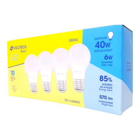 PACK DE 4 BOMBILLAS LED 40W/570lm MARCA VOLTECK BASIC