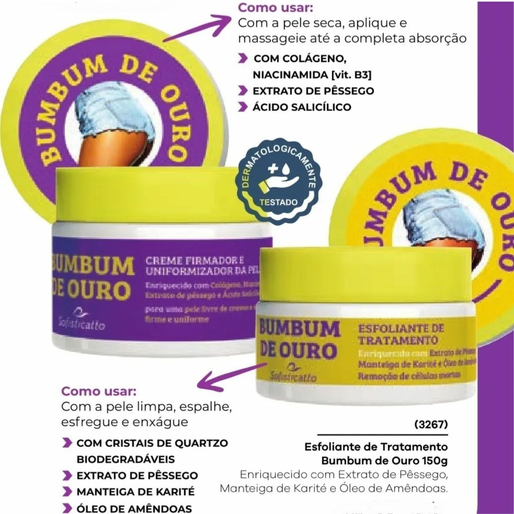 Creme Firmador E Uniformizador Da Pele BumBum de Ouro 250g