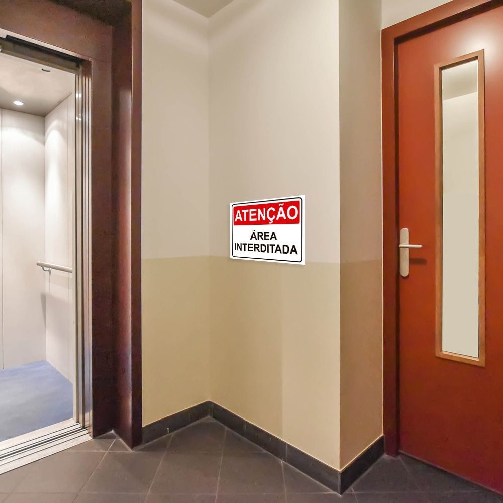 Placa de Sinalização Atenção Área Interditada em Pvc Placa de Sinalização Atenção Área Interditada em Pvc