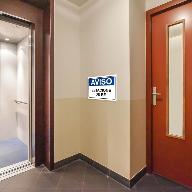 Placa de Sinalização Aviso Estacione de Ré em Pvc