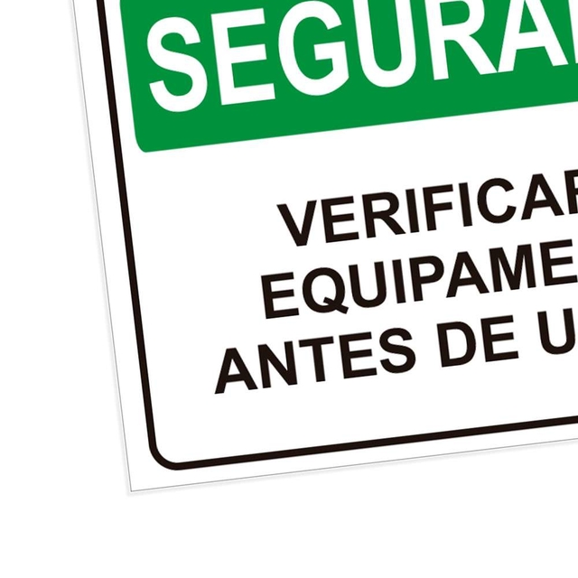 Placa de Sinalização Segurança Verificar Equipamento Antes
