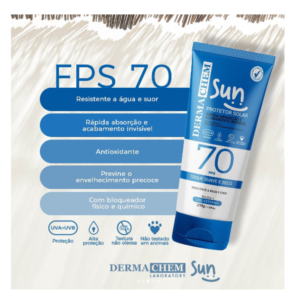 Protetor Solar FPS 70 Sun Dermachem 120 g