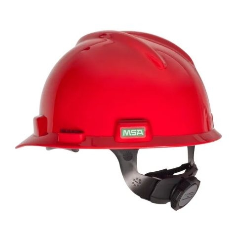 Casco MSA tipo cachucha color rojo suspensión matraca Fast-track
