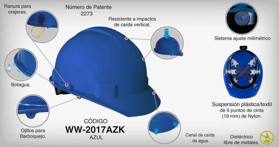 Casco tipo cachucha azul suspensión milimetrica Jyrsa WW-2017AZK