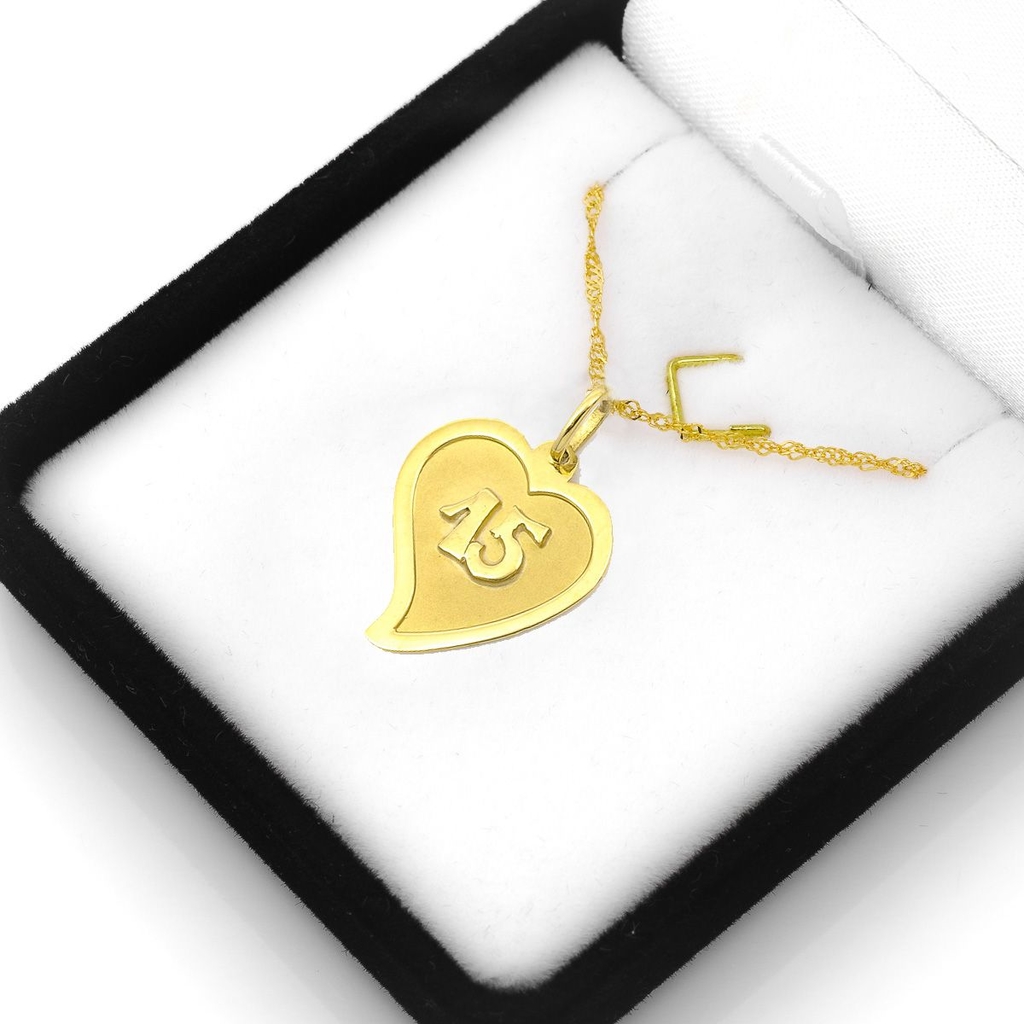 CADENA CON CORAZÓN 15 AÑOS ORO 18K - Joyas-Online
