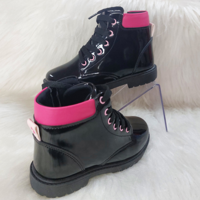 154094000 BOTA ROCK KIDS - 154 PRETO/PINK/ROSA CLARO