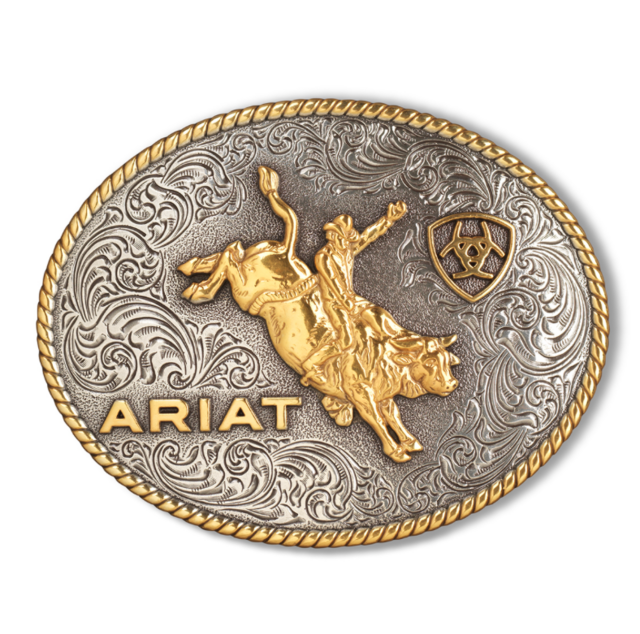 Fivela Ariat Oval - EDGE BULLRIDER ANTIQUE SILVER AND GOLD