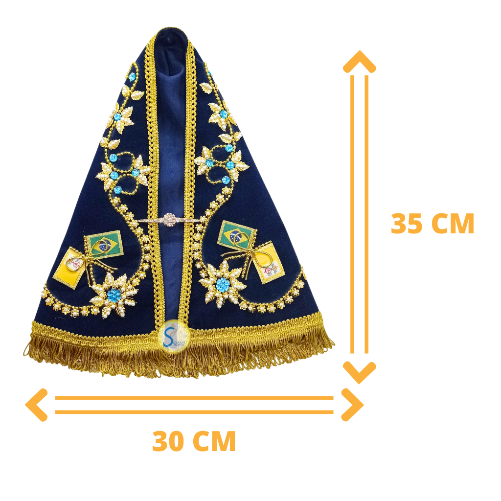 Manto Nossa Senhora Aparecida 35 cm - Modelo Luxo Tradicional
