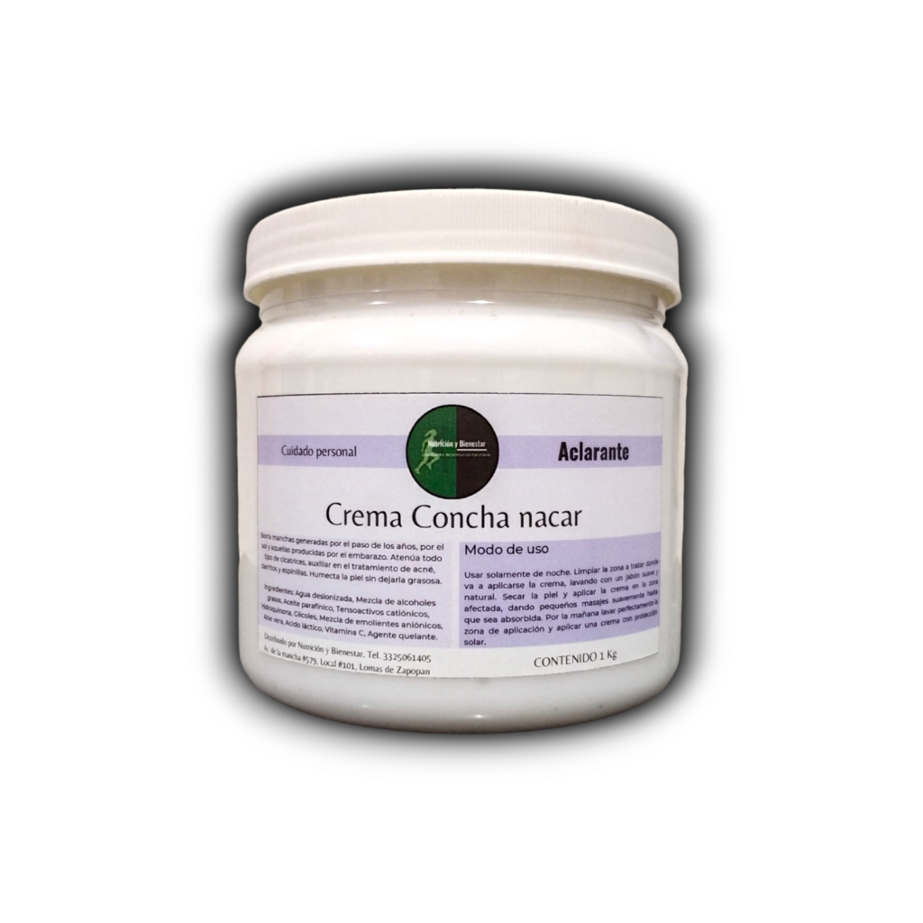 Crema de concha nacar marca Nutrición y Bienestar